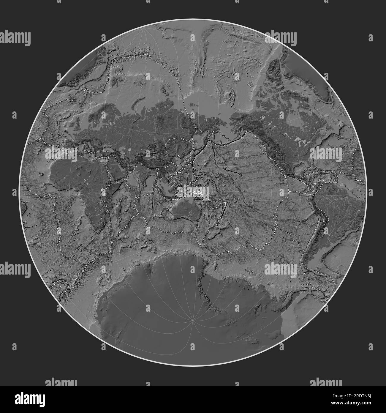 North Bismarck tectonic plate on the bilevel elevation map in the ...