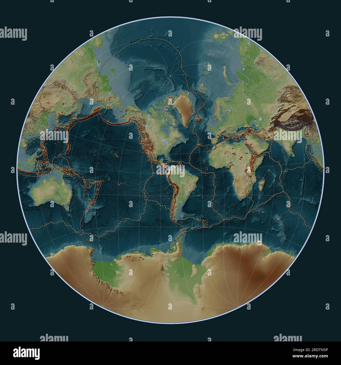 North Andes tectonic plate on the Wiki style elevation map in the ...