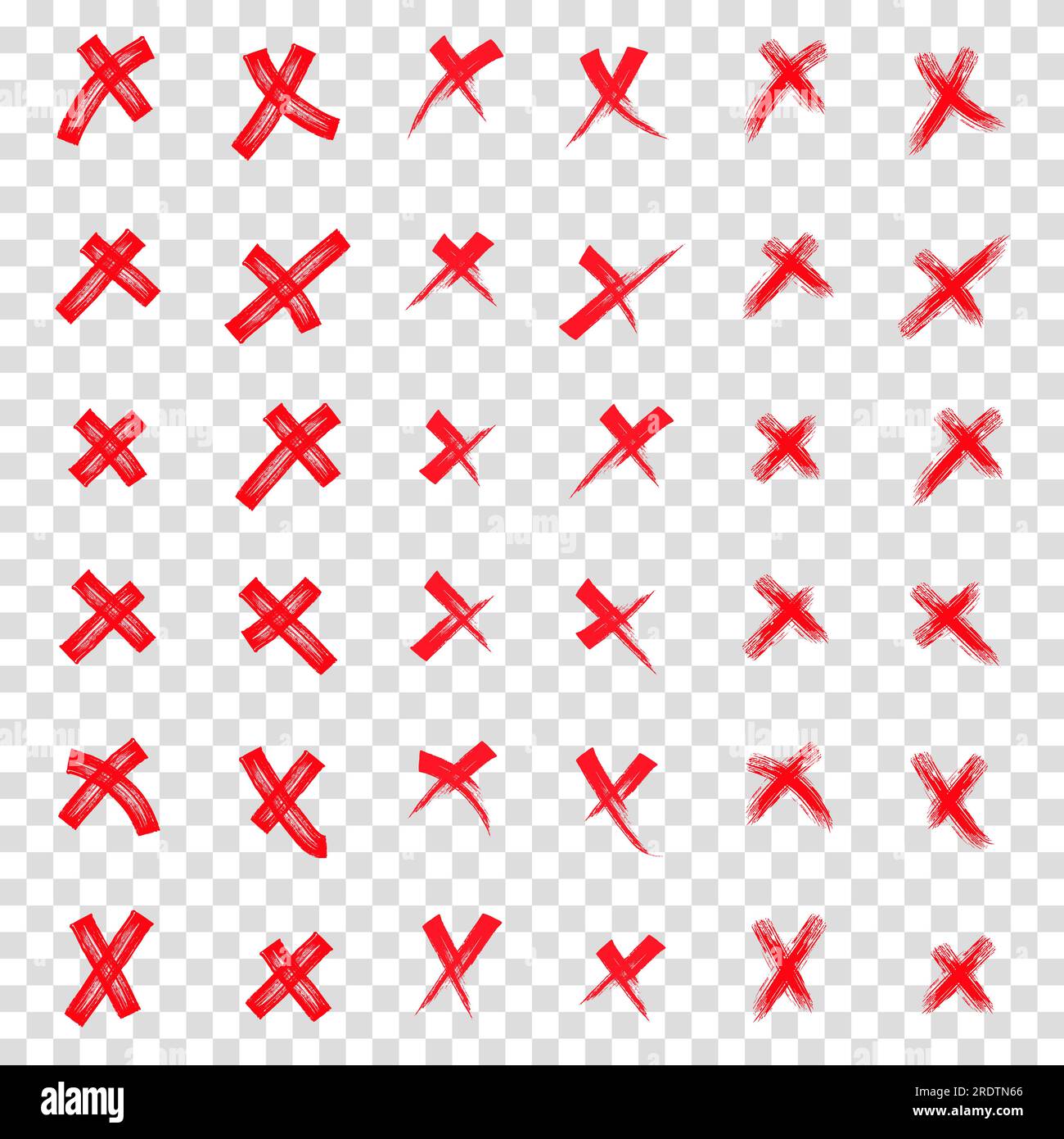 Grunge set X. Set red shapes on a isolation transparent background. X ...