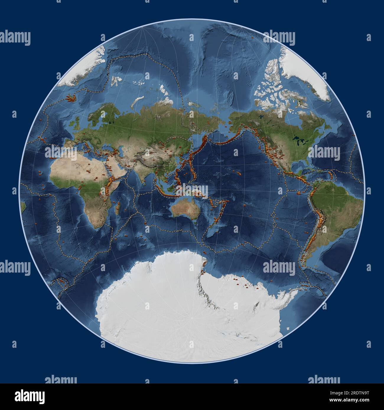 North Bismarck tectonic plate on the Blue Marble satellite map in the ...