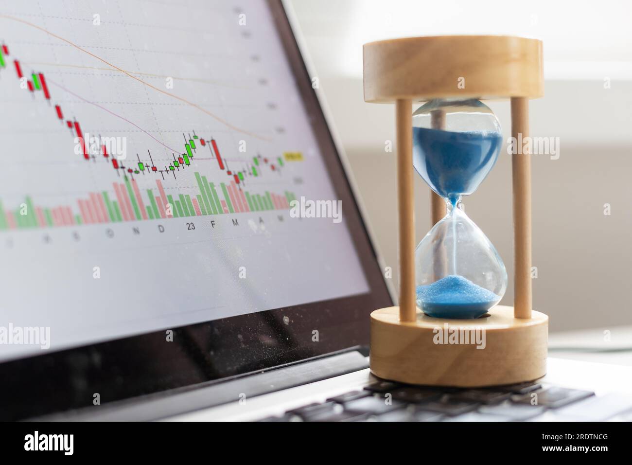 Best time for investment. Hourglass, financial charts and calculator ...