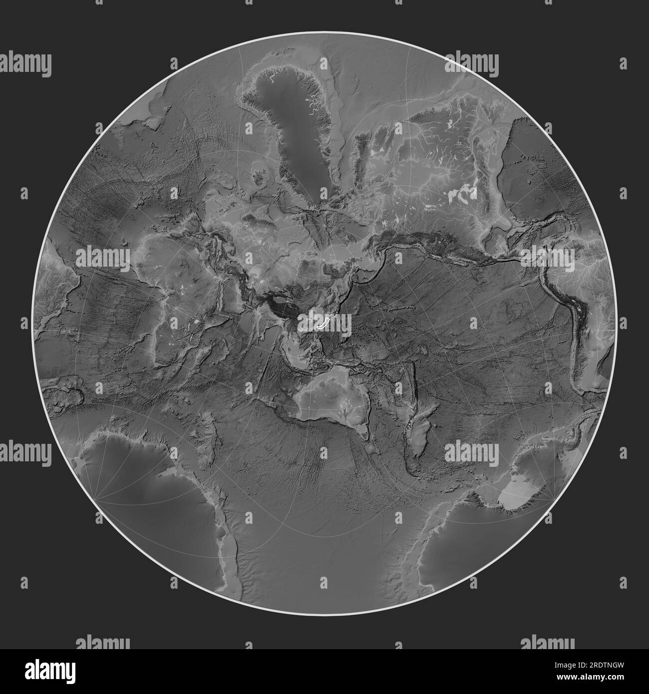 Okinawa tectonic plate on the grayscale elevation map in the Lagrange ...