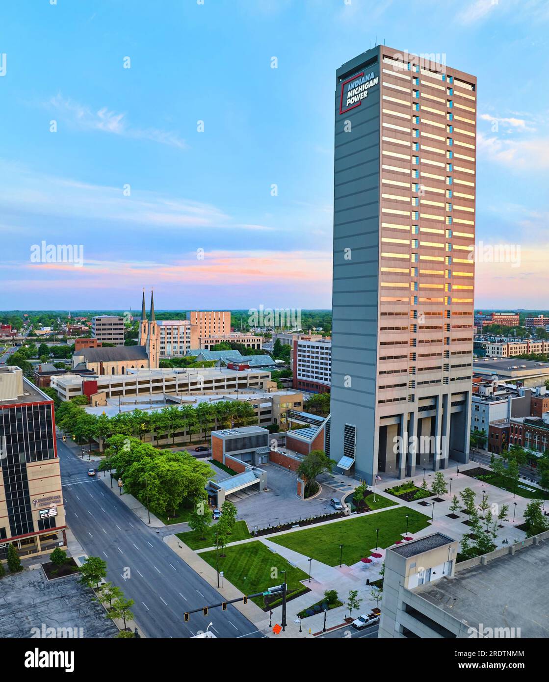 Blue hour panorama with pink hues hitting Indiana Michigan Power ...
