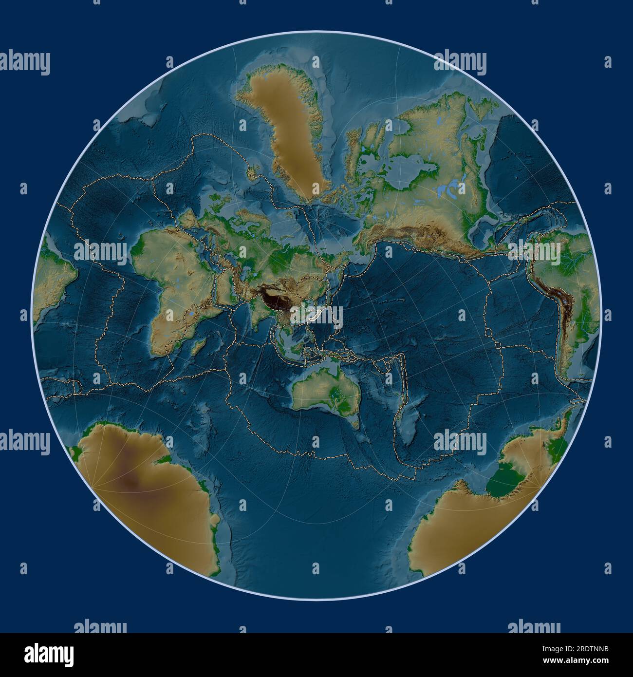 Okinawa Tectonic Plate On The Physical Elevation Map In The Lagrange Oblique Projection Centered