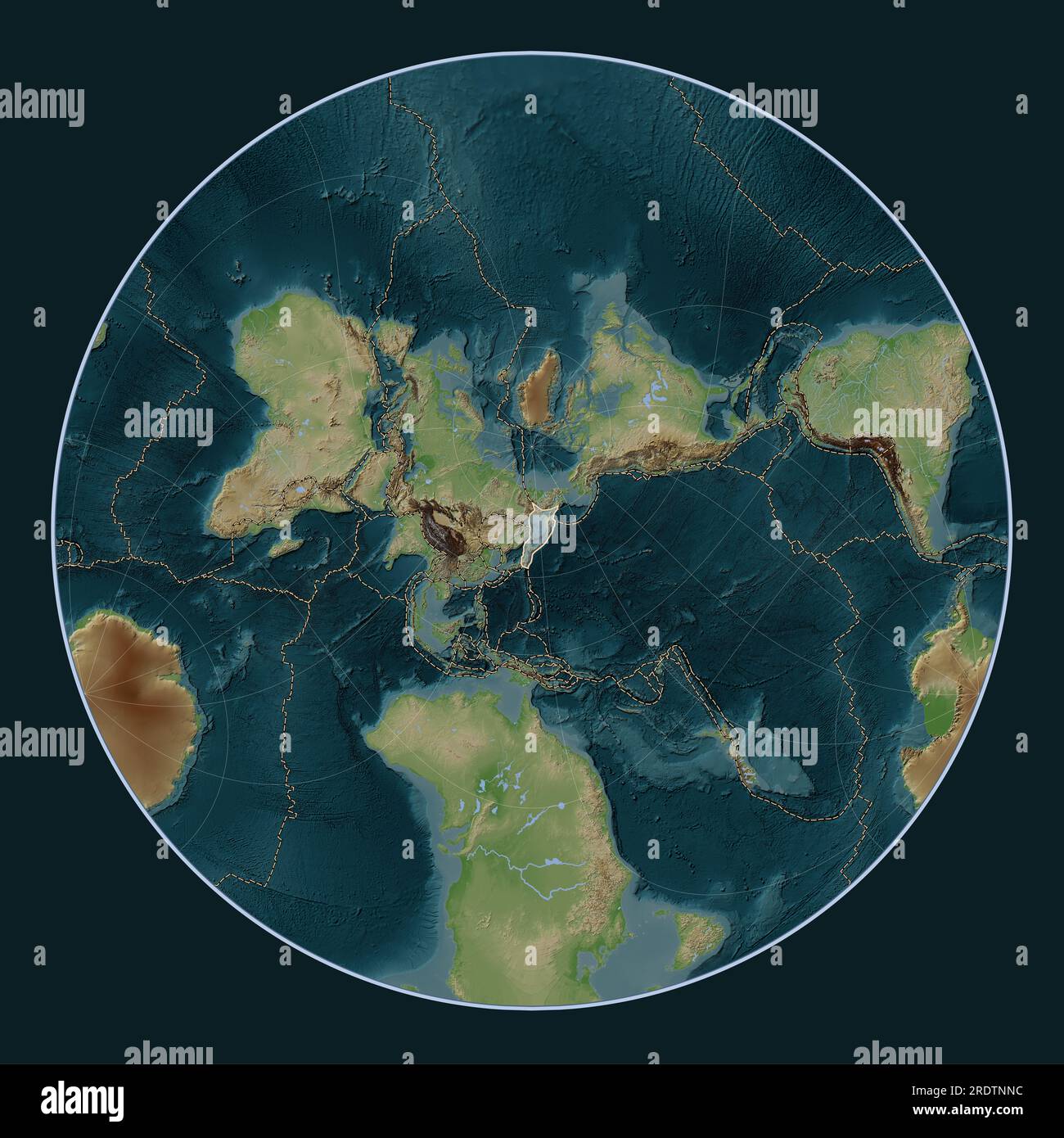 Okhotsk Tectonic Plate On The Wiki Style Elevation Map In The Lagrange Oblique Projection