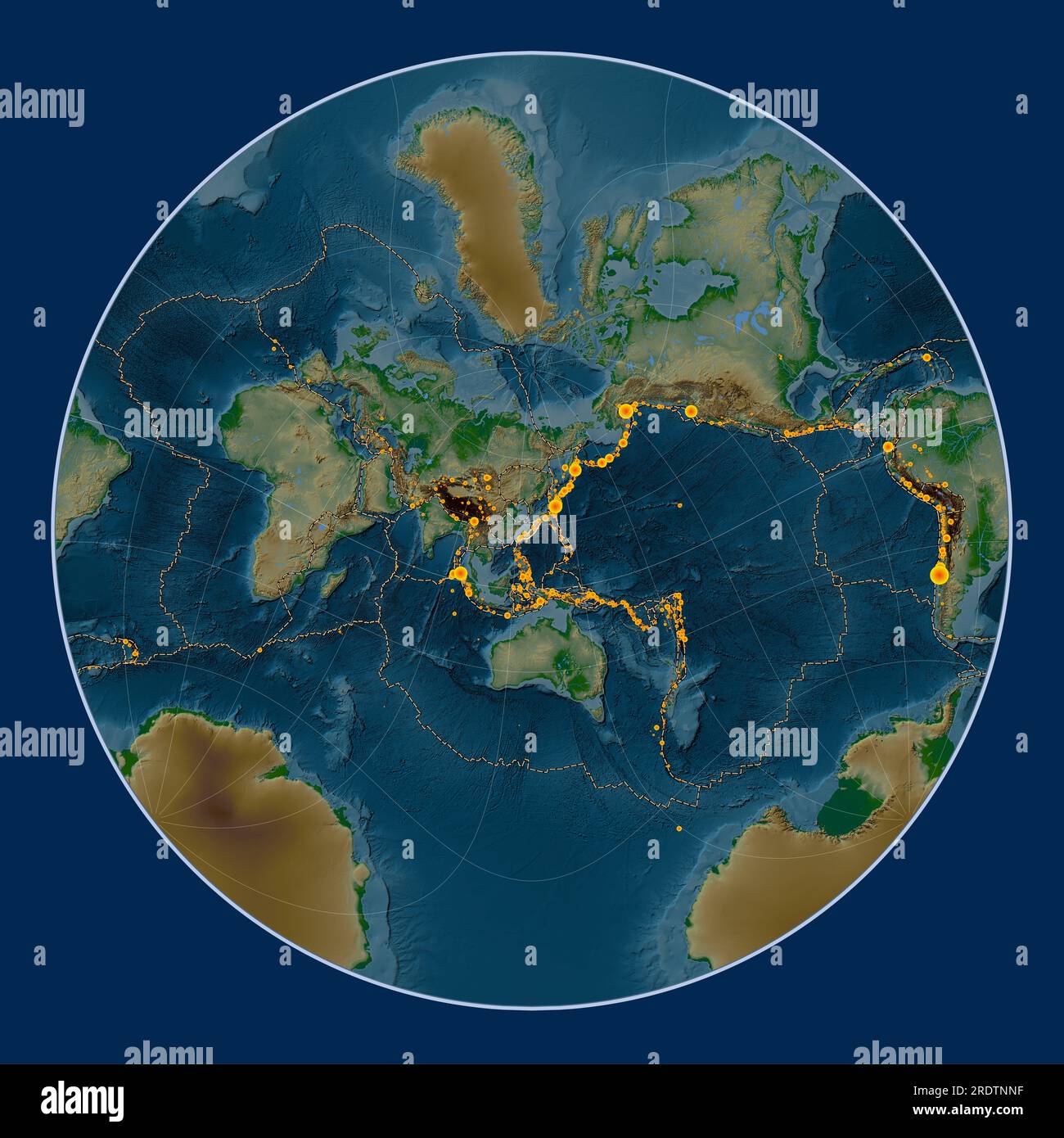 Okinawa tectonic plate on the physical elevation map in the Lagrange ...