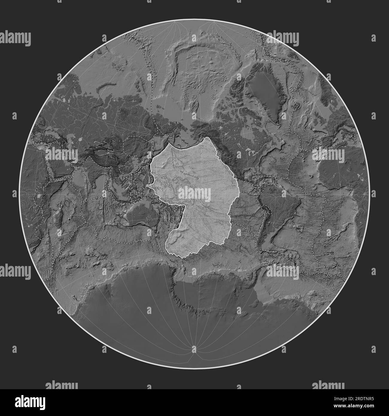 Pacific tectonic plate on the bilevel elevation map in the Lagrange ...