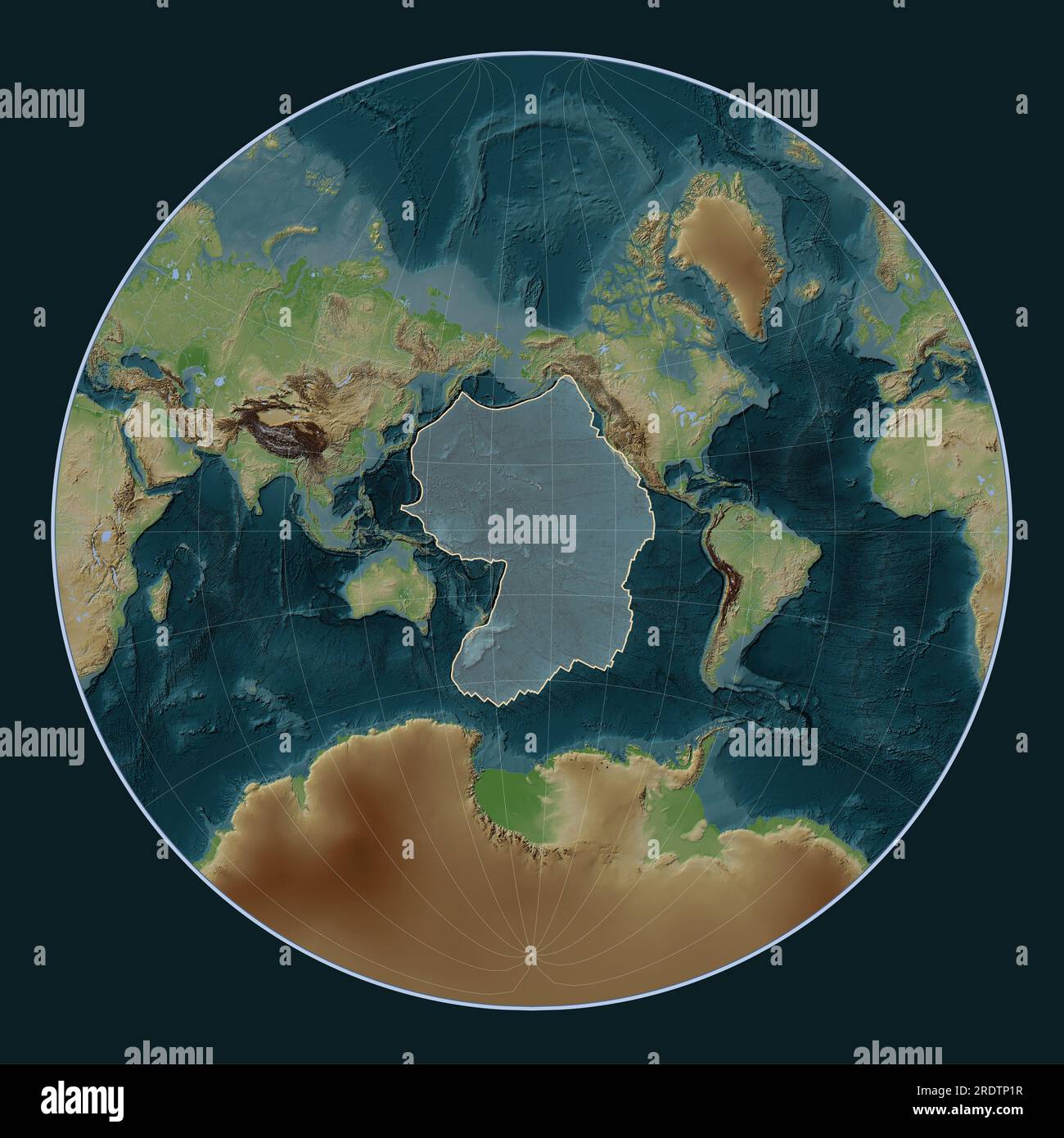 Pacific Tectonic Plate On The Wiki Style Elevation Map In The Lagrange Oblique Projection