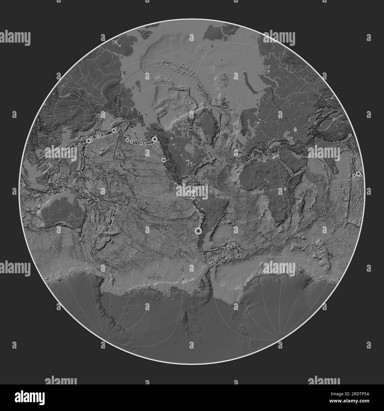 Panama tectonic plate on the bilevel elevation map in the Lagrange ...