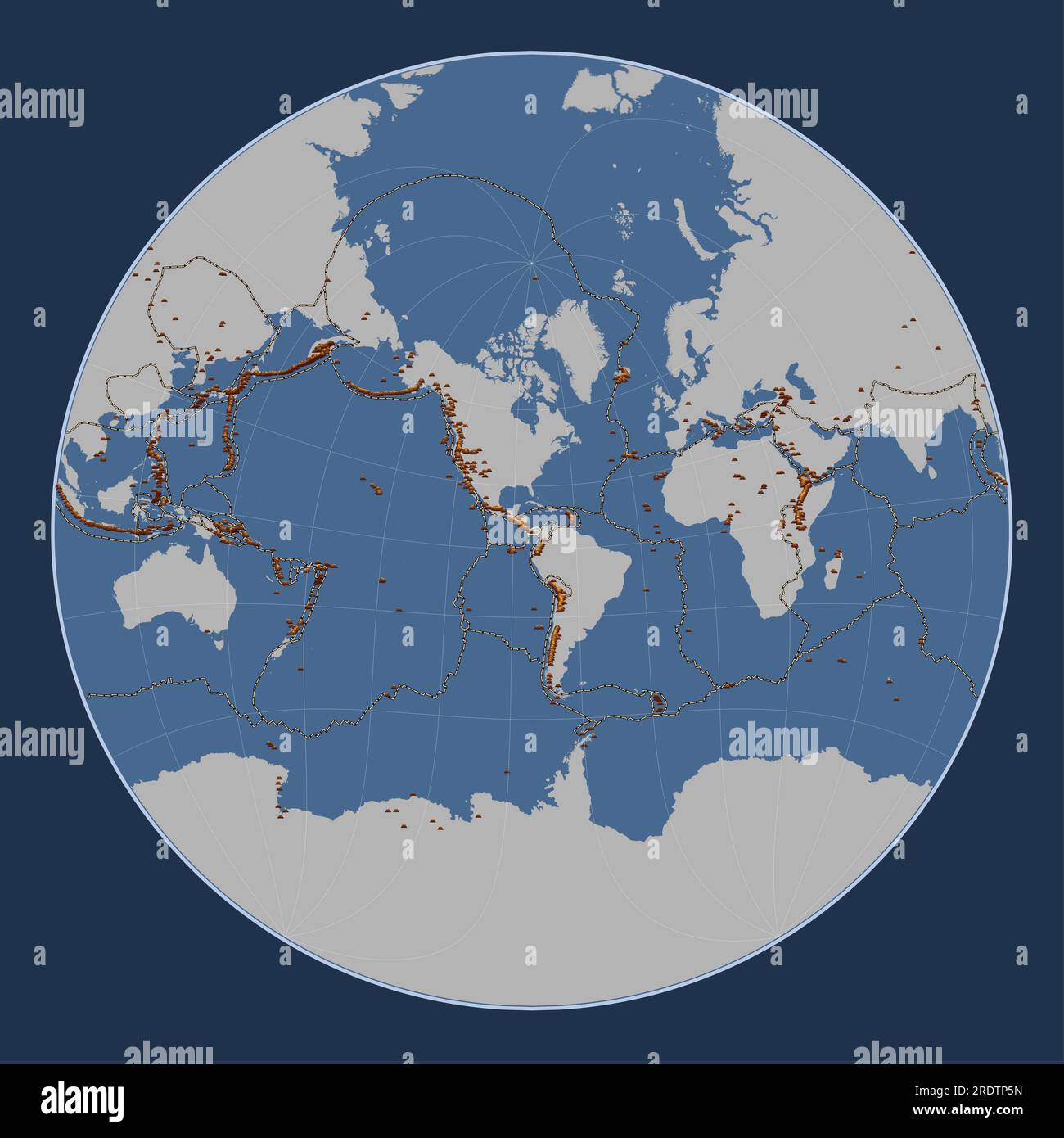 Panama Tectonic Plate On The Solid Contour Map In The Lagrange Oblique Projection Centered