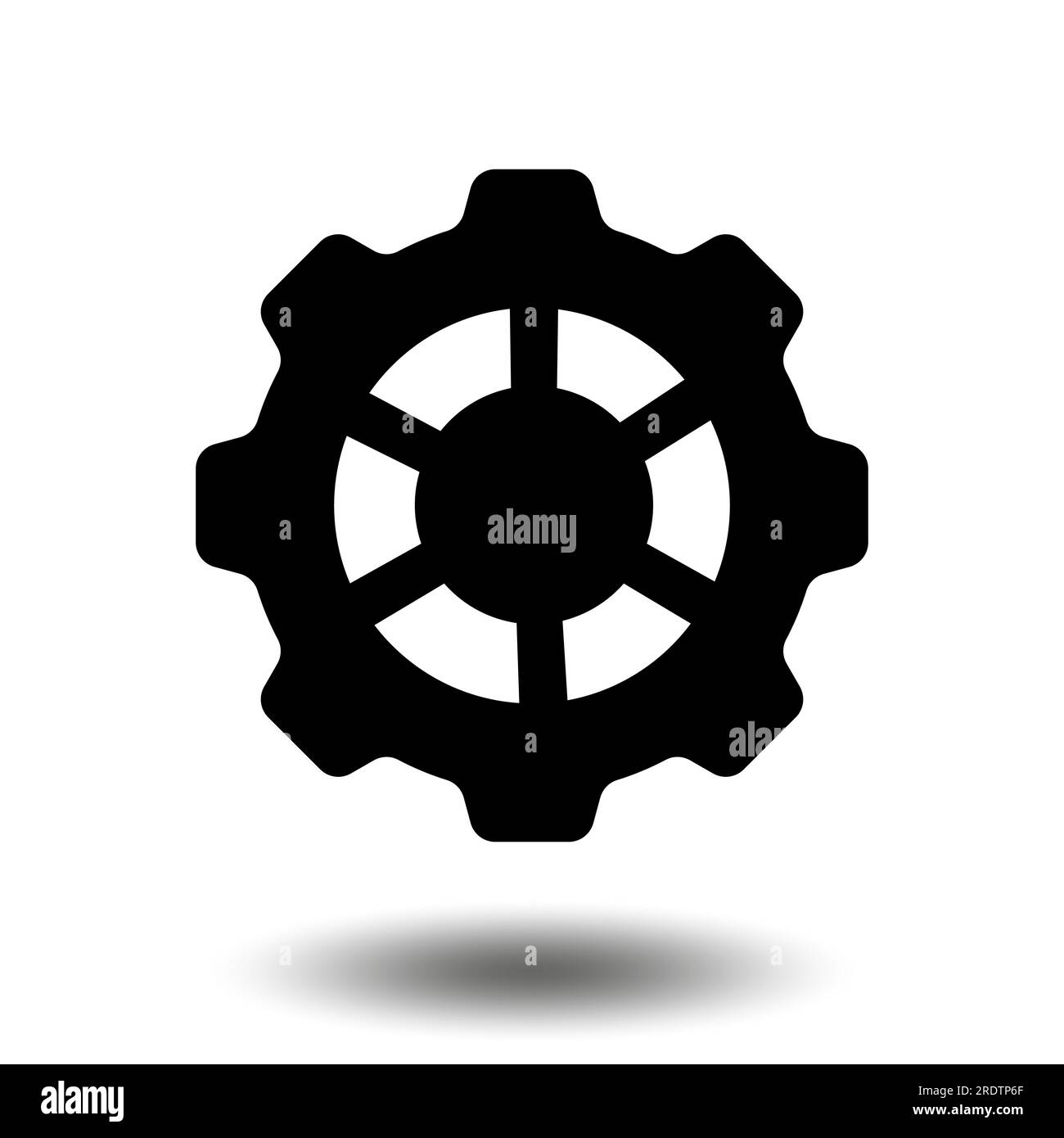 Black gear icon. Machine sprocket gear icon. Flat design. Vector ...