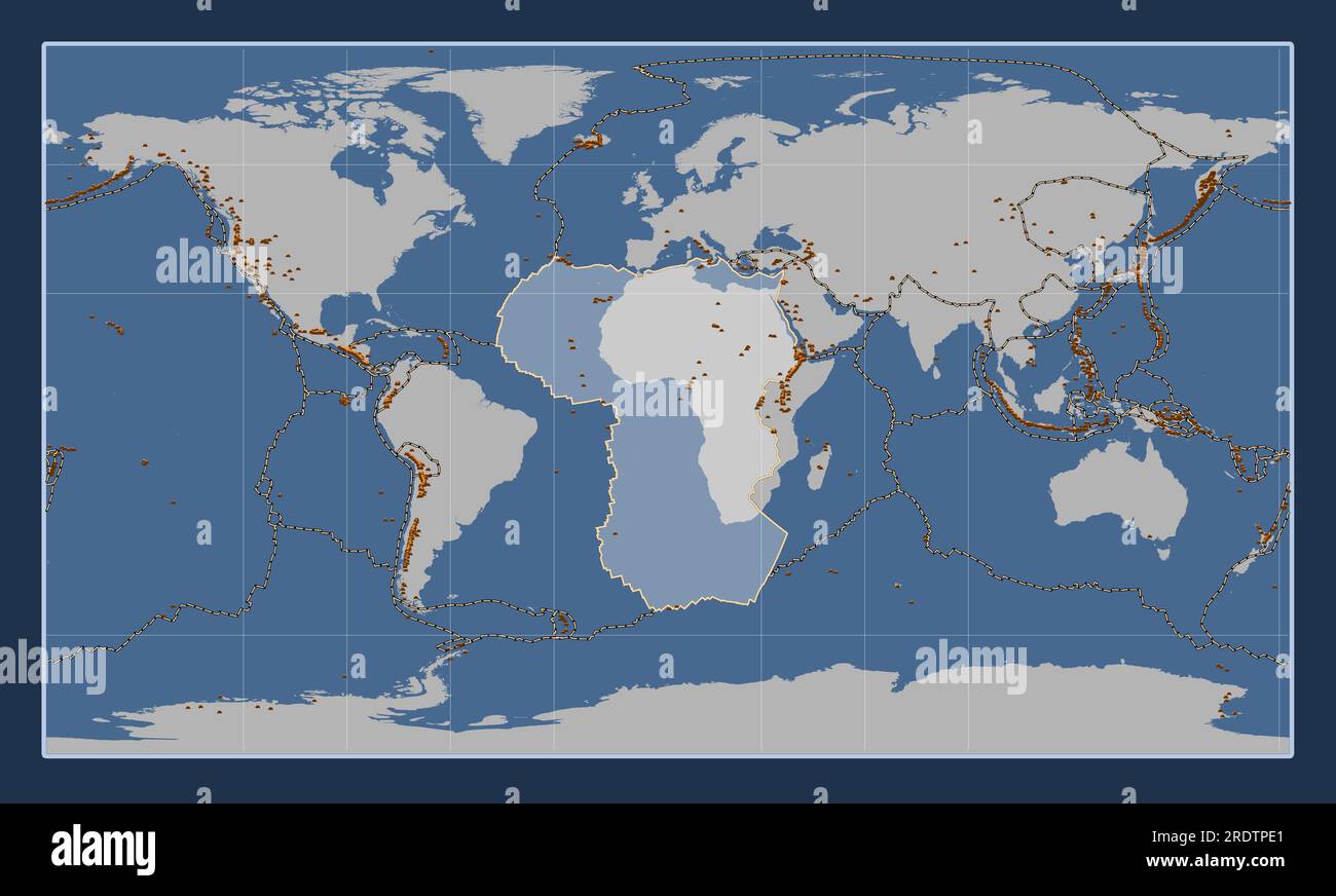 African tectonic plate on the solid contour map in the Patterson ...