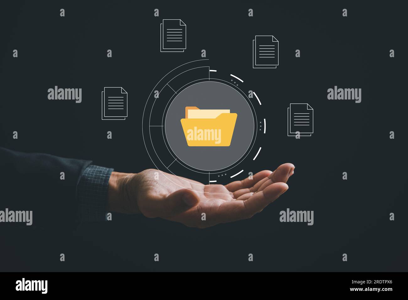 Virtual screen displaying folder icon and automation software Stock ...