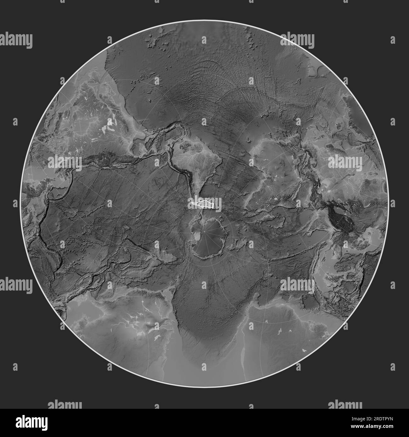 Scotia tectonic plate on the grayscale elevation map in the Lagrange ...