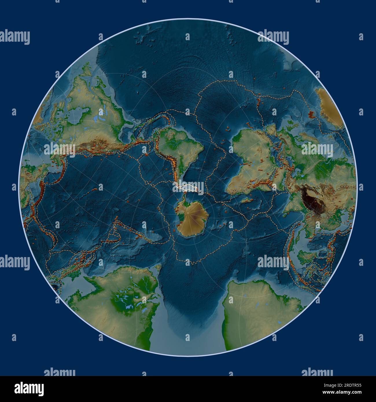 Scotia tectonic plate on the physical elevation map in the Lagrange ...