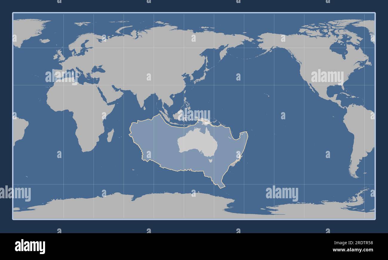 Australian tectonic plate on the solid contour map in the Patterson ...
