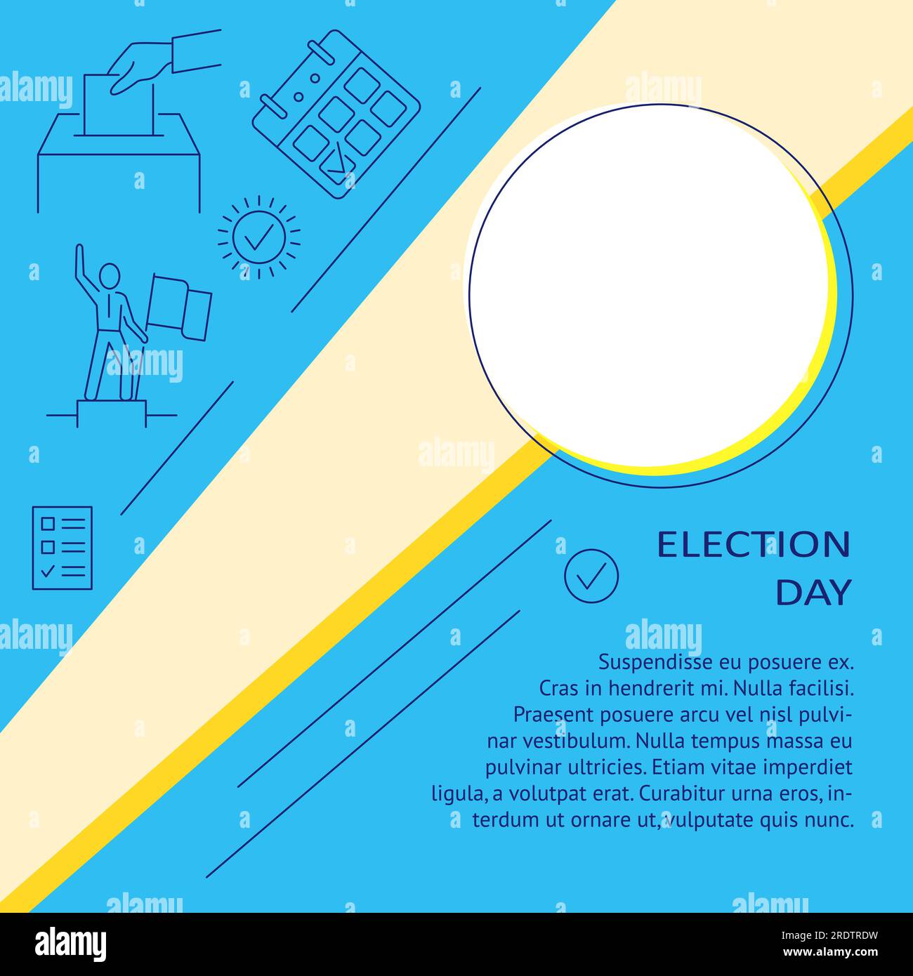 Election day banner template in line style with place for text. Voting ...