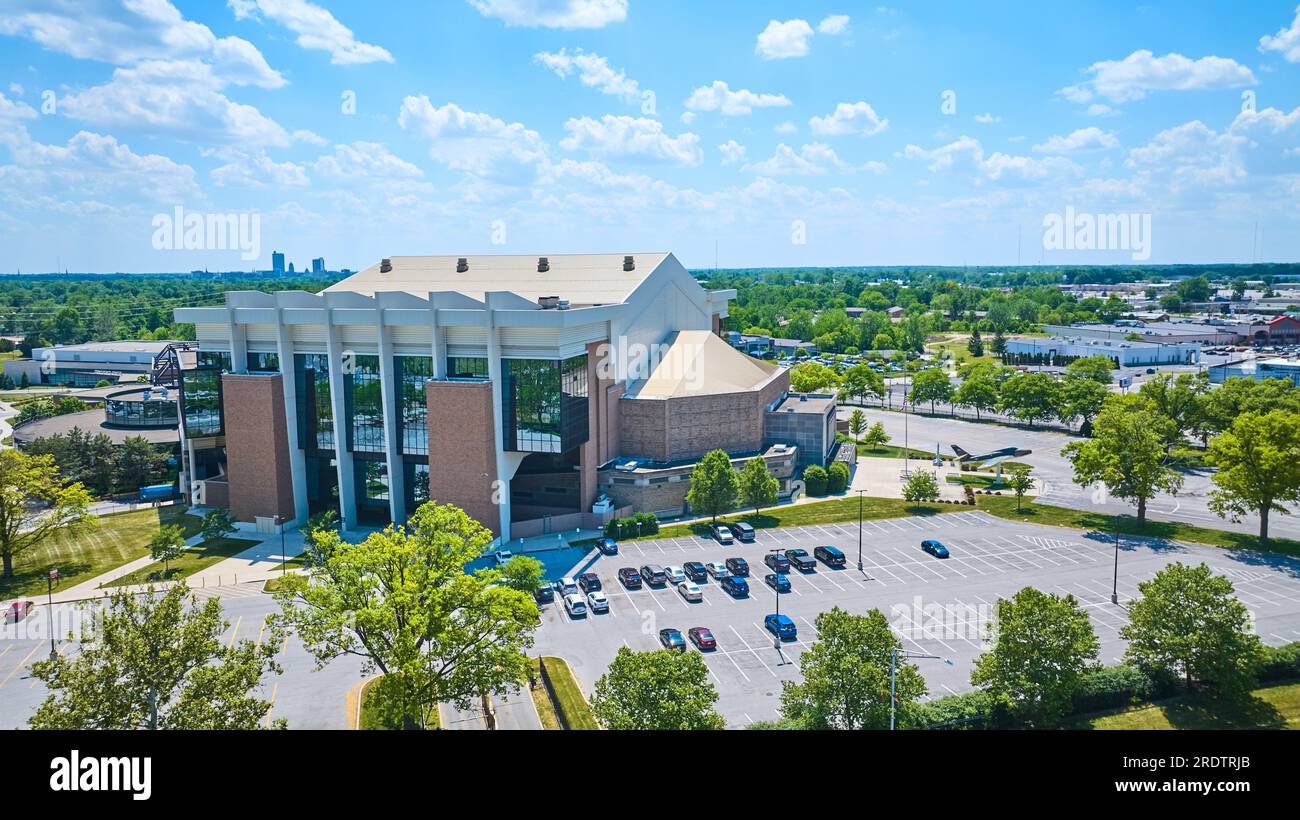 Aerial Allen Country War Memorial Coliseum exterior on bright summer ...
