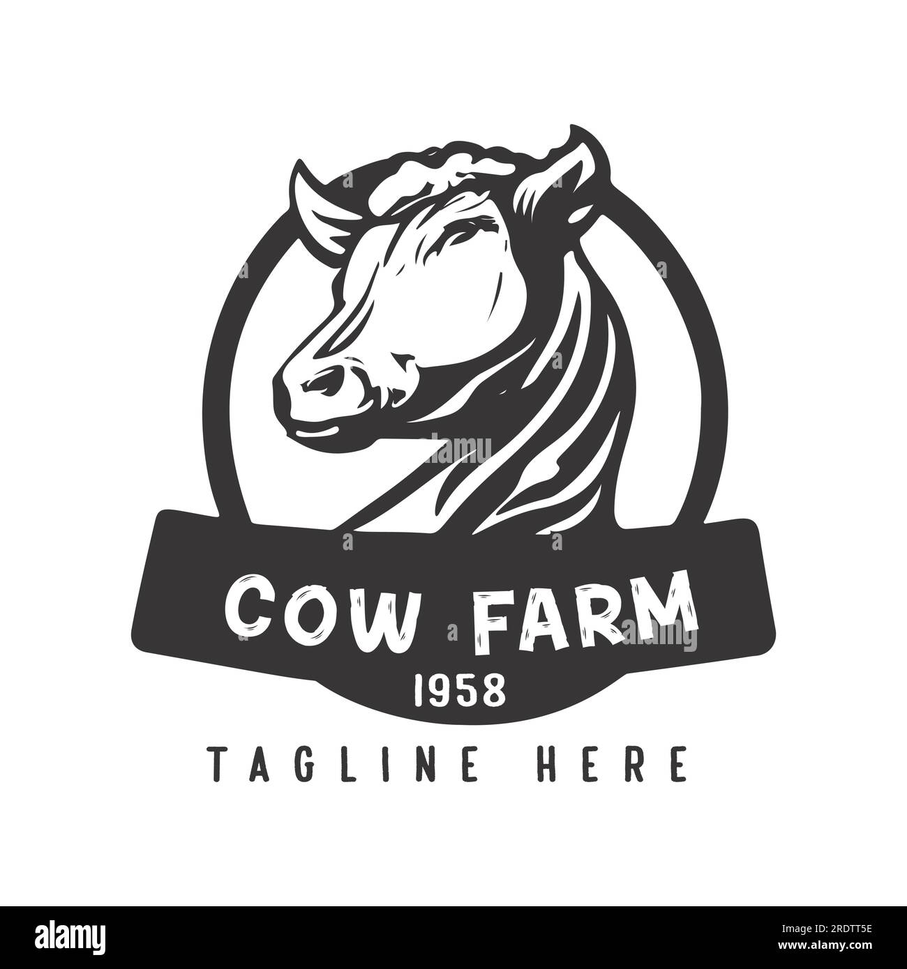Cow head logo design, Cow head silhouette emblem logo label. Custom ...