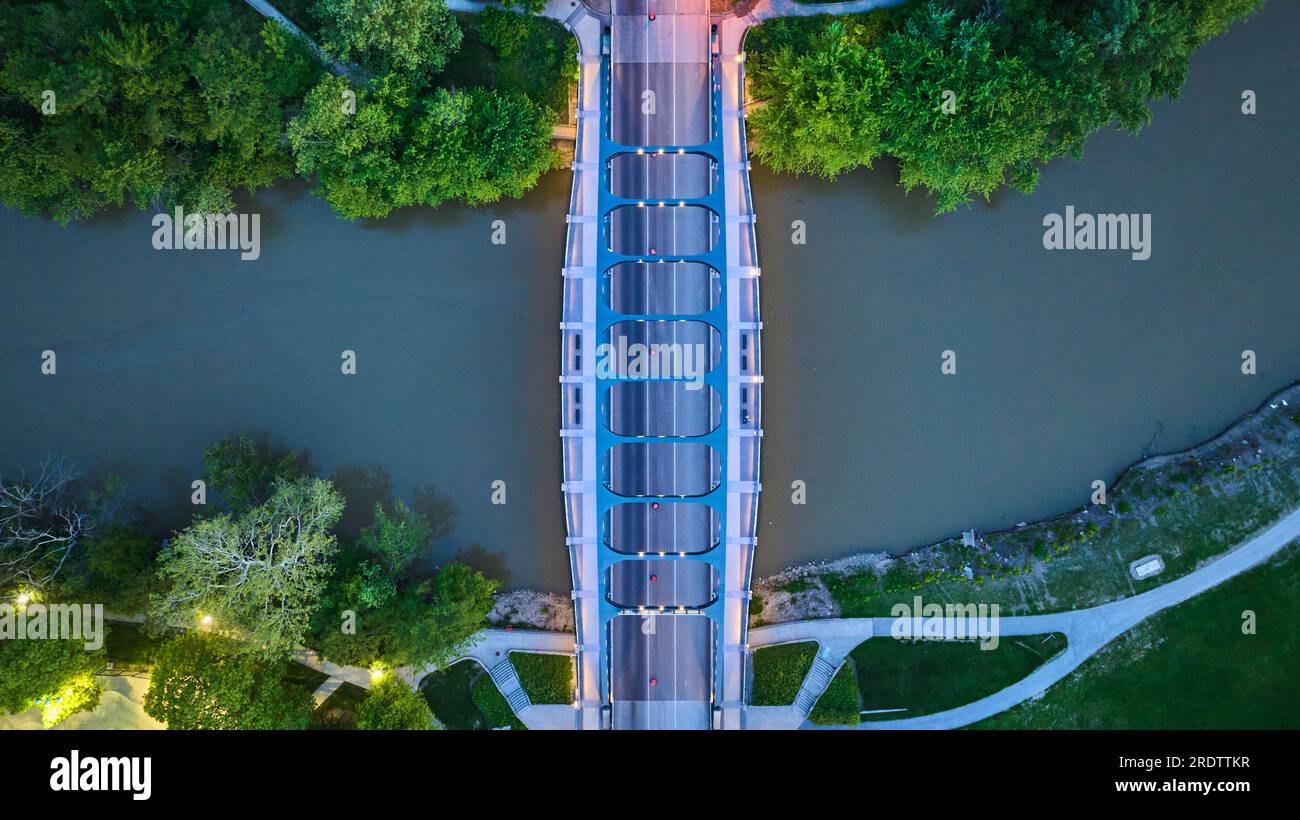 Overhead view MLK bridge with bike path and walking trails beside St ...