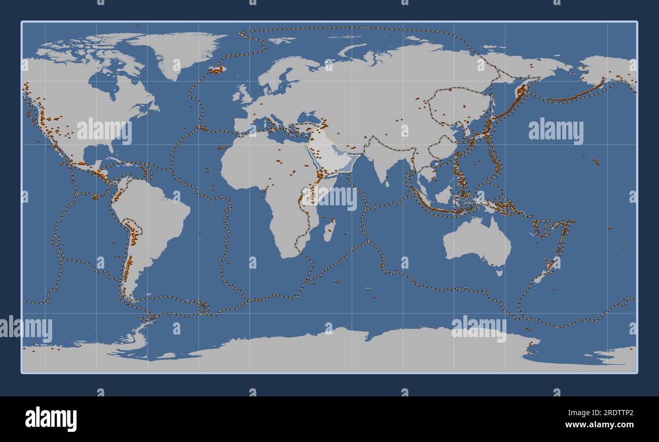 Arabian tectonic plate on the solid contour map in the Patterson ...