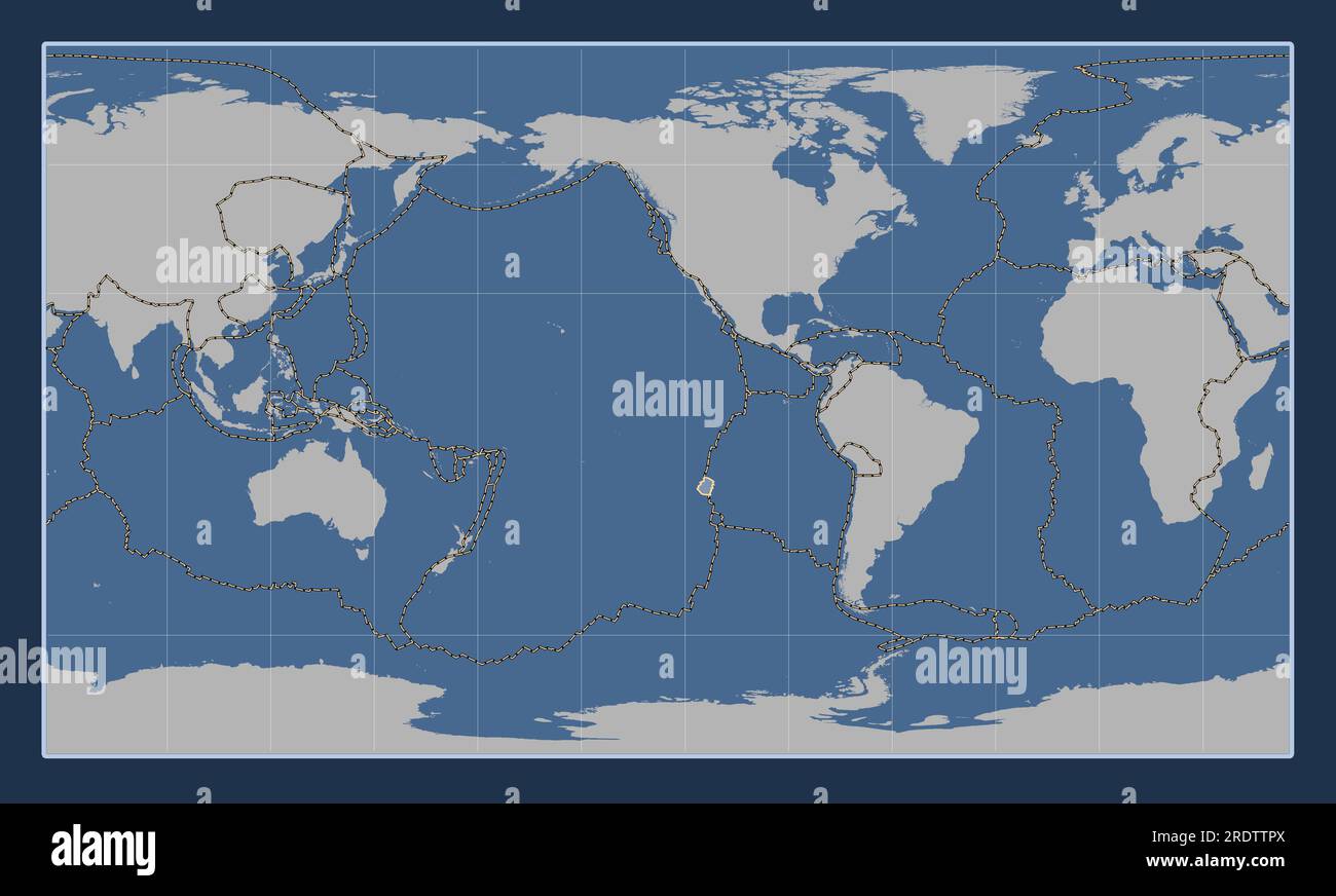Shape of the Easter tectonic plate on the solid contour map in the ...