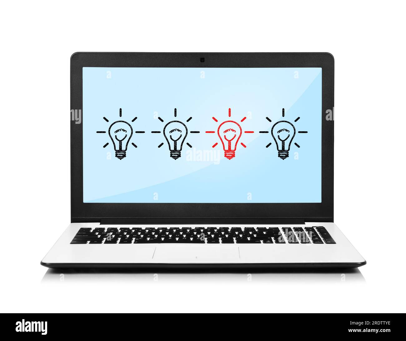 laptop with lamps on screen on white background Stock Photo - Alamy