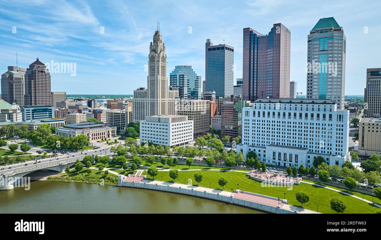 East Bank Park with LeVeque Tower and One Columbus Center downtown ...