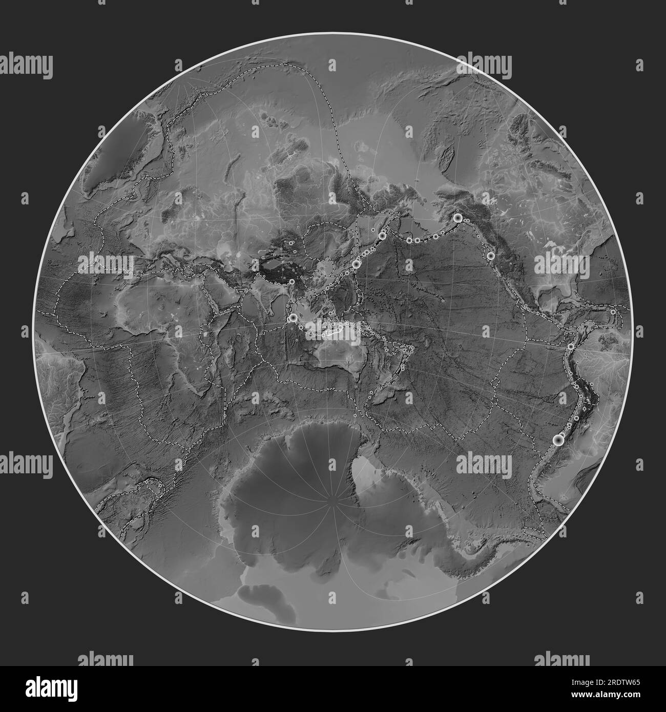 Timor Tectonic Plate On The Grayscale Elevation Map In The Lagrange Oblique Projection Centered