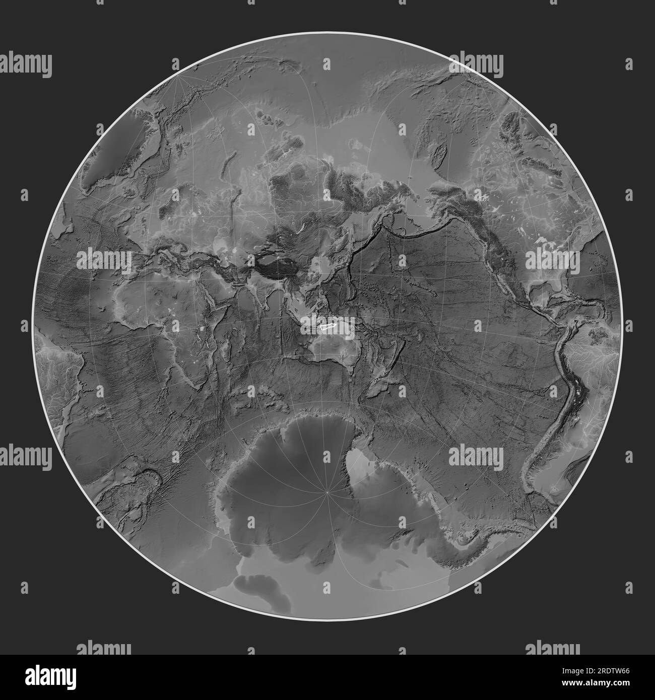 Timor Tectonic Plate On The Grayscale Elevation Map In The Lagrange Oblique Projection Centered