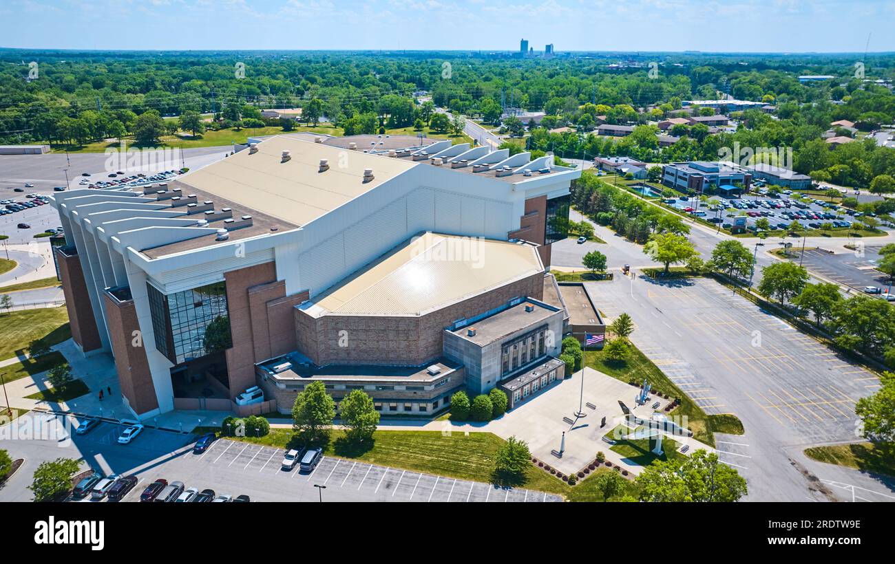 Allen Country War Memorial Coliseum aerial over war memorial with ...