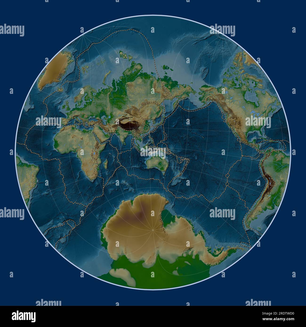 Timor tectonic plate on the physical elevation map in the Lagrange ...