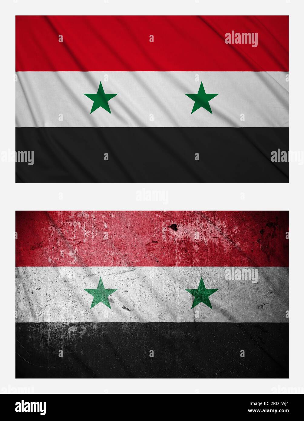 Waving and grunge flags of Syria Stock Photo - Alamy
