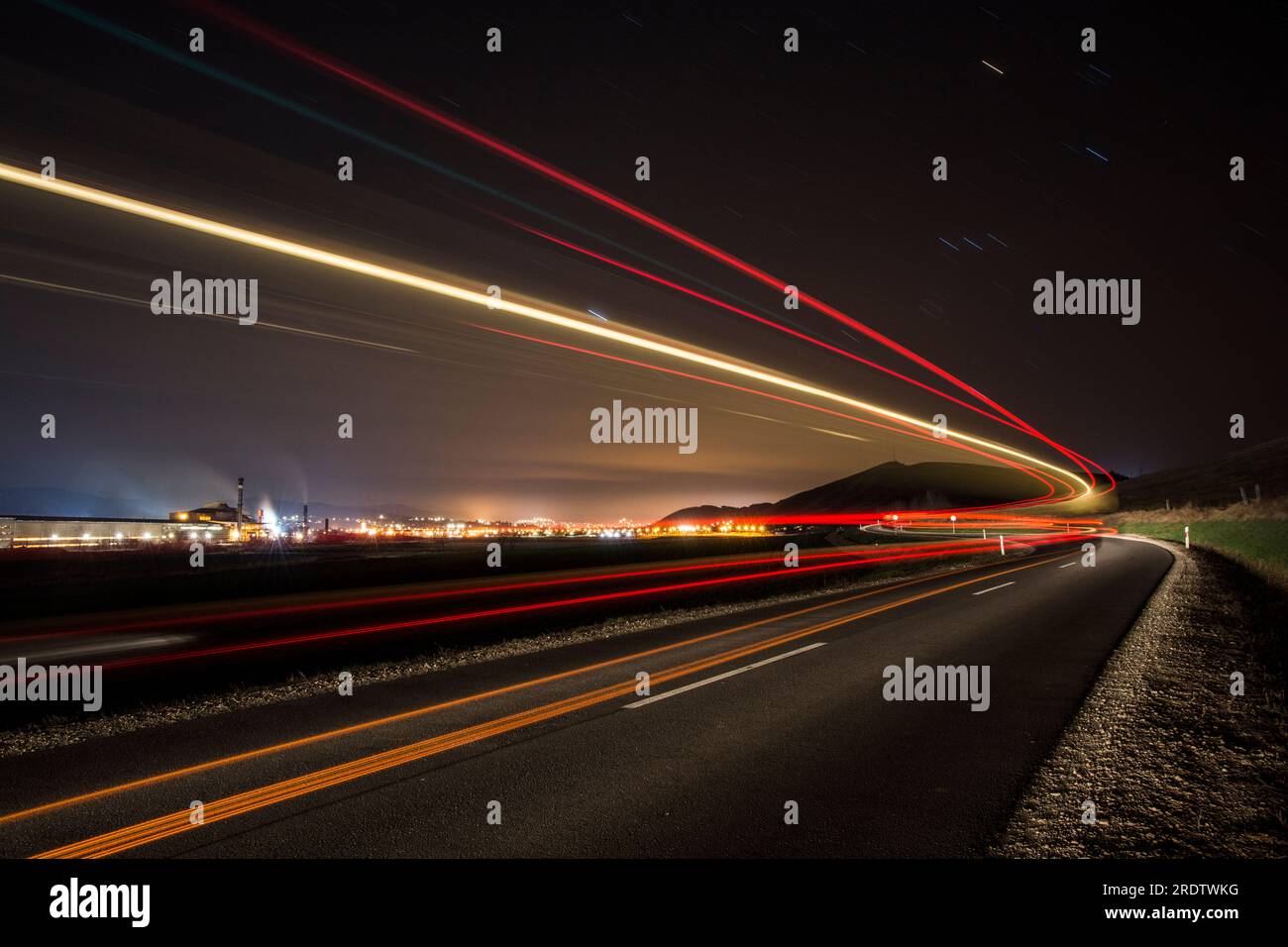 car lights draw a line Stock Photo - Alamy