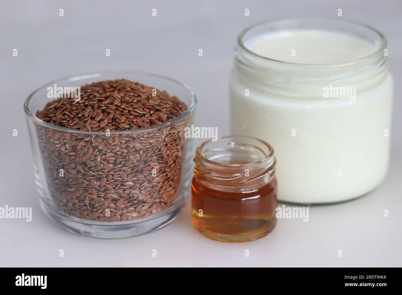 Curd Honey And Flax Seeds The Ingredients To Make Curd Honey And Flax Seed Mixture It Can