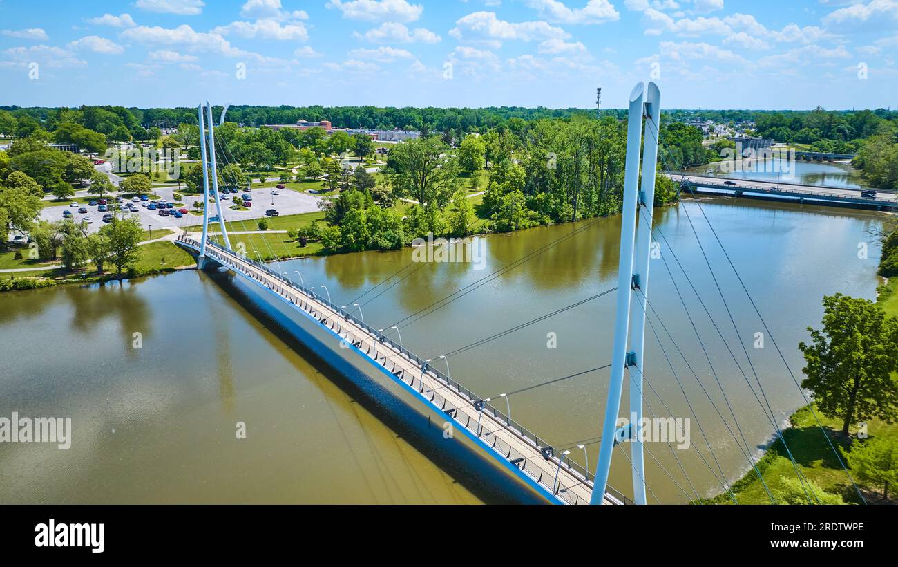 Aerial Ron Venderly Family Bridge over St Mary River in daytime Stock ...