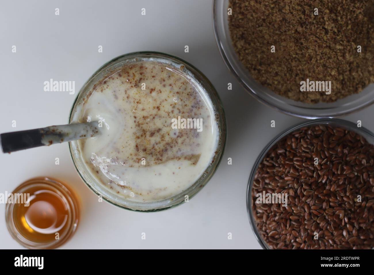 Curd Honey And Flax Seed Mix An Healthy Dessert To Consume After Lunch It Can Help Enhance