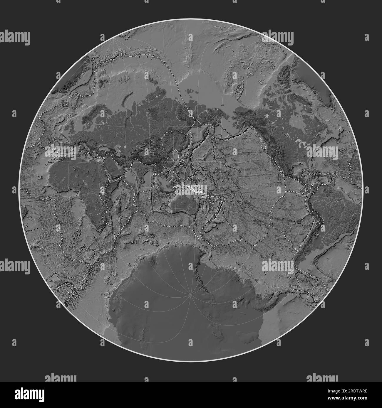 Woodlark tectonic plate on the bilevel elevation map in the Lagrange ...