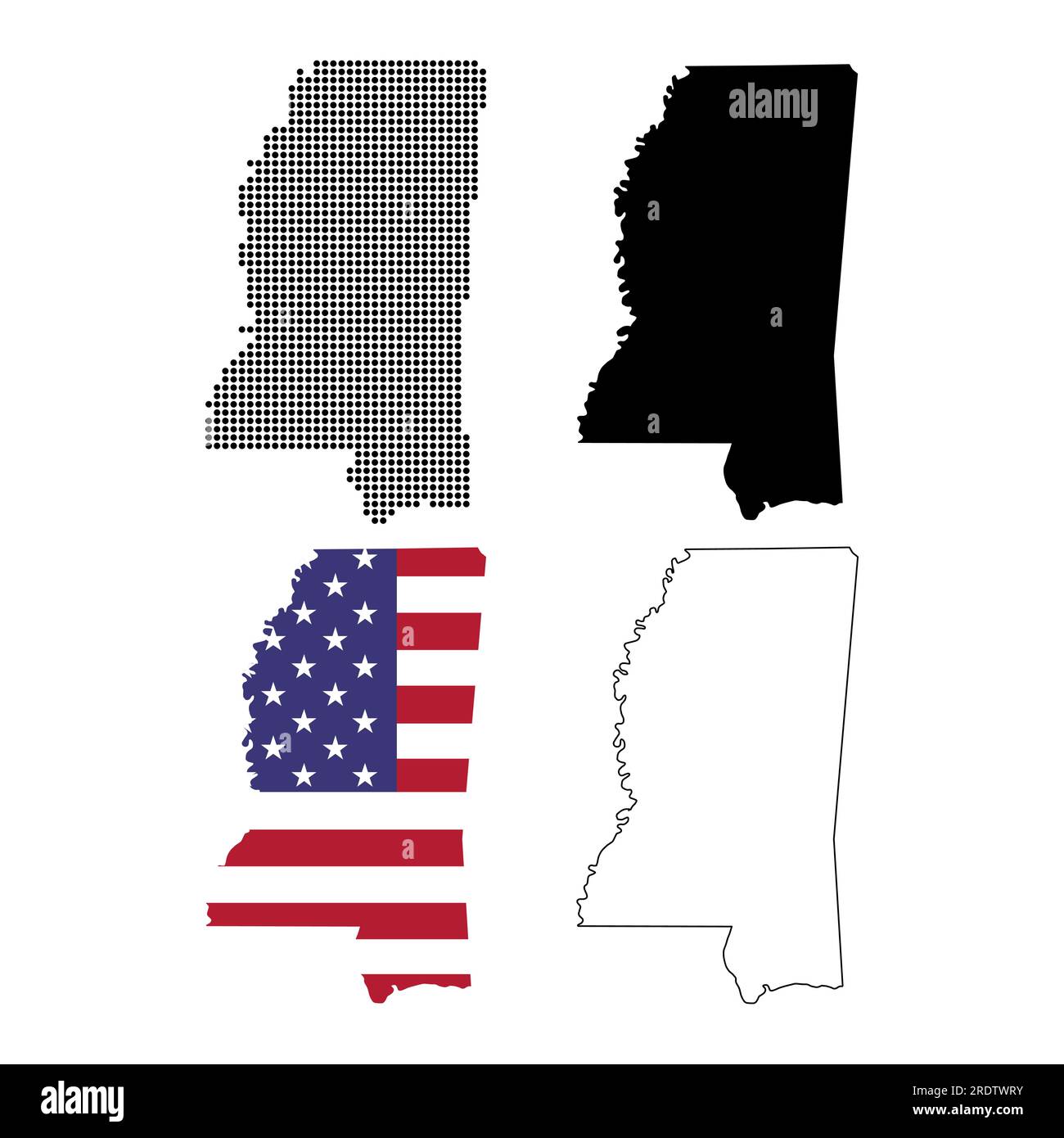 Set of Mississippi map, united states of america. Flat concept icon ...