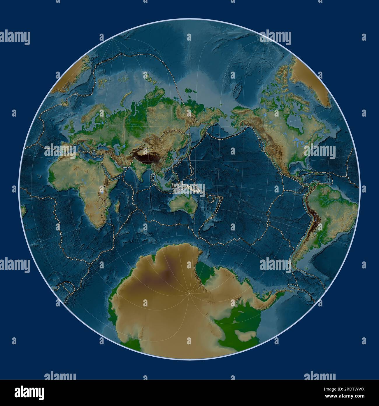 Woodlark tectonic plate on the physical elevation map in the Lagrange ...