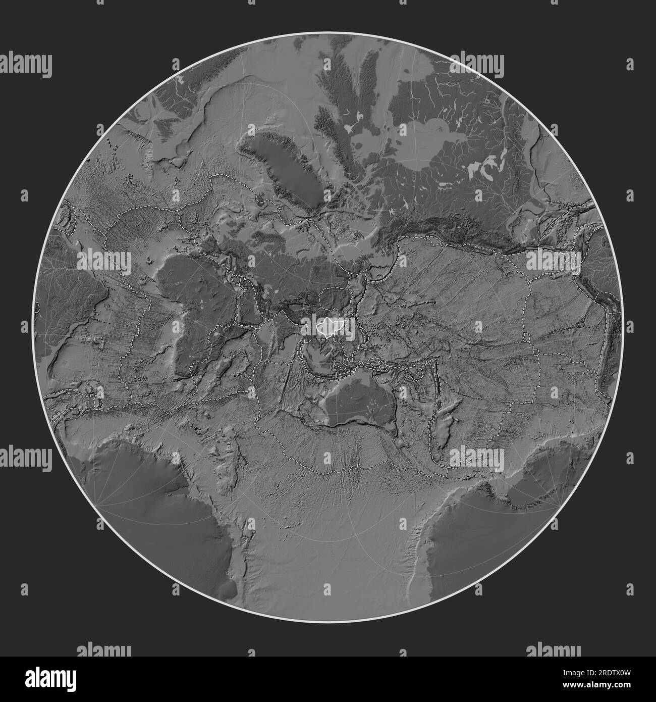 Yangtze Tectonic Plate On The Bilevel Elevation Map In The Lagrange Oblique Projection Centered
