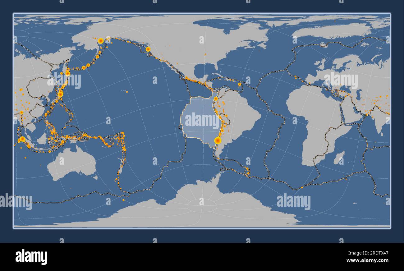 Nazca tectonic plate on the solid contour map in the Patterson ...