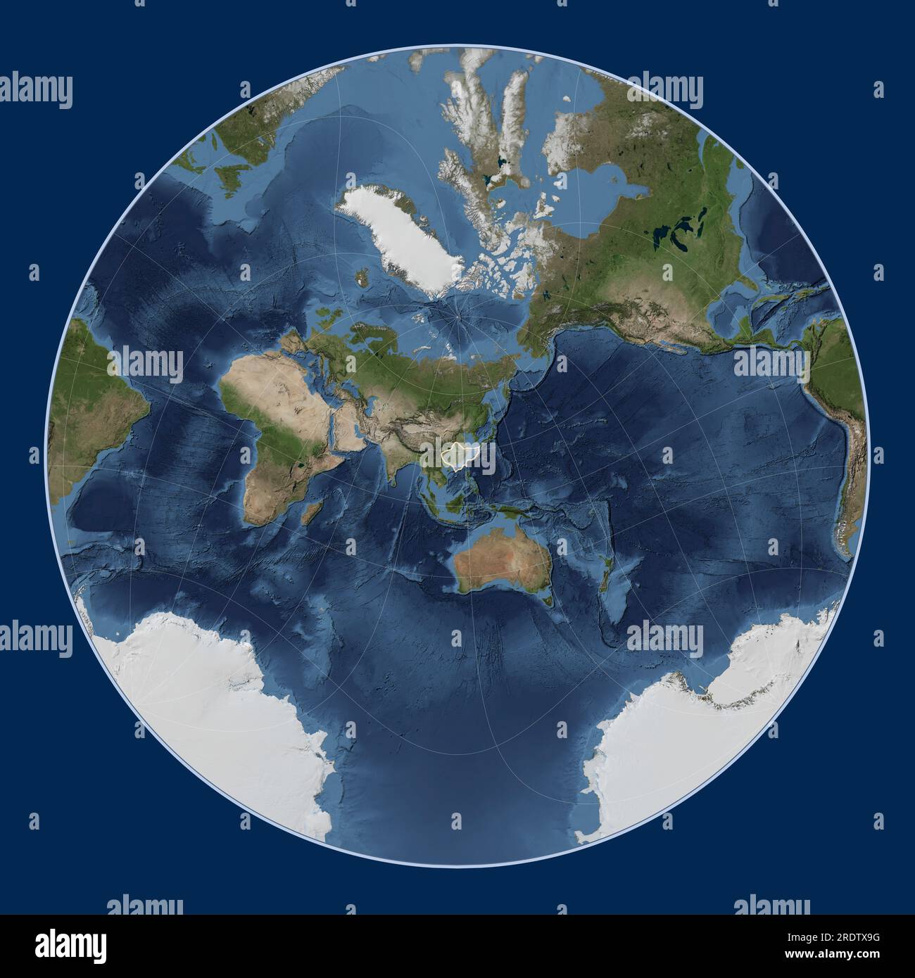 Yangtze Tectonic Plate On The Blue Marble Satellite Map In The Lagrange Oblique Projection