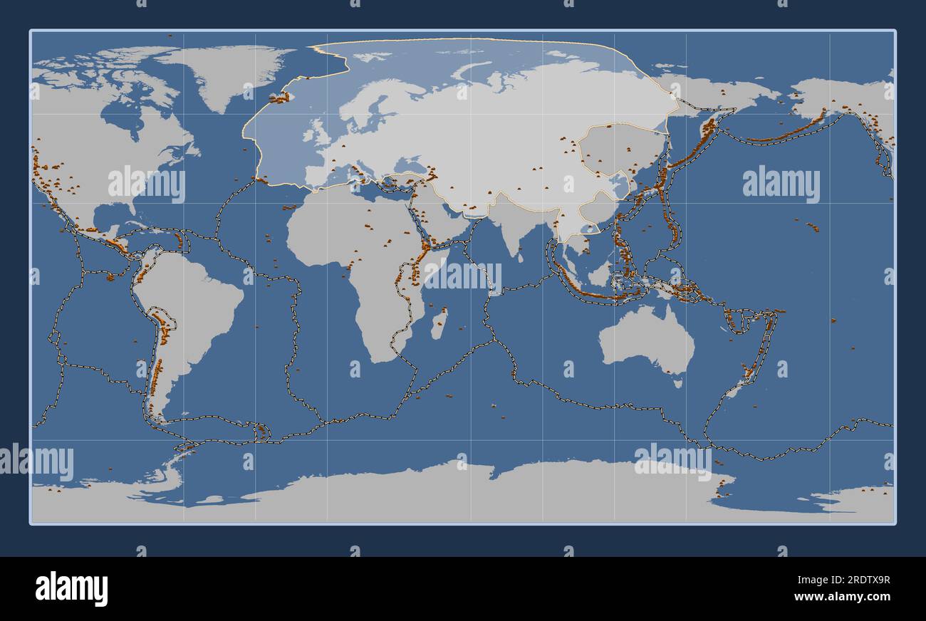 Eurasian tectonic plate on the solid contour map in the Patterson ...