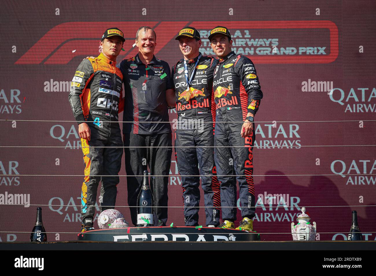 Budapest, Hungary. 23rd July, 2023. Podium of the race, Max Verstappen ...