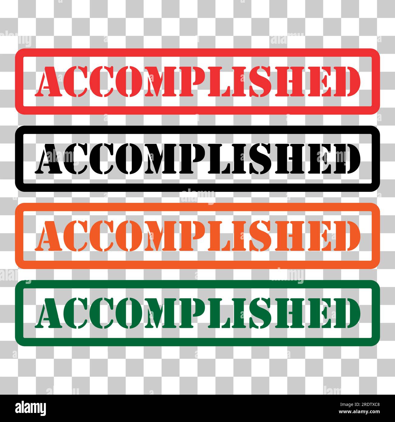 Set of Accomplished stamp symbol, label sticker sign button, text ...