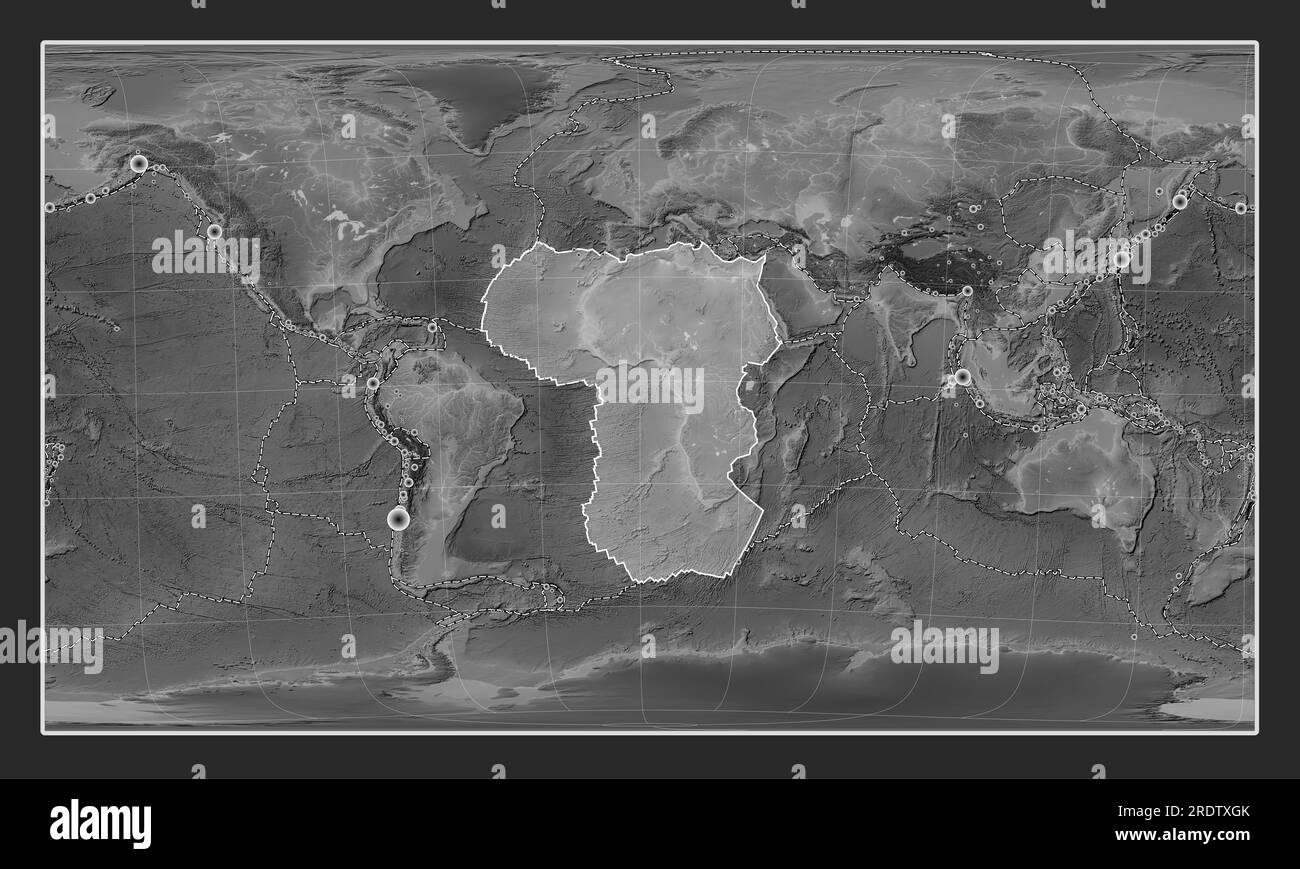 African tectonic plate on the grayscale elevation map in the Patterson ...