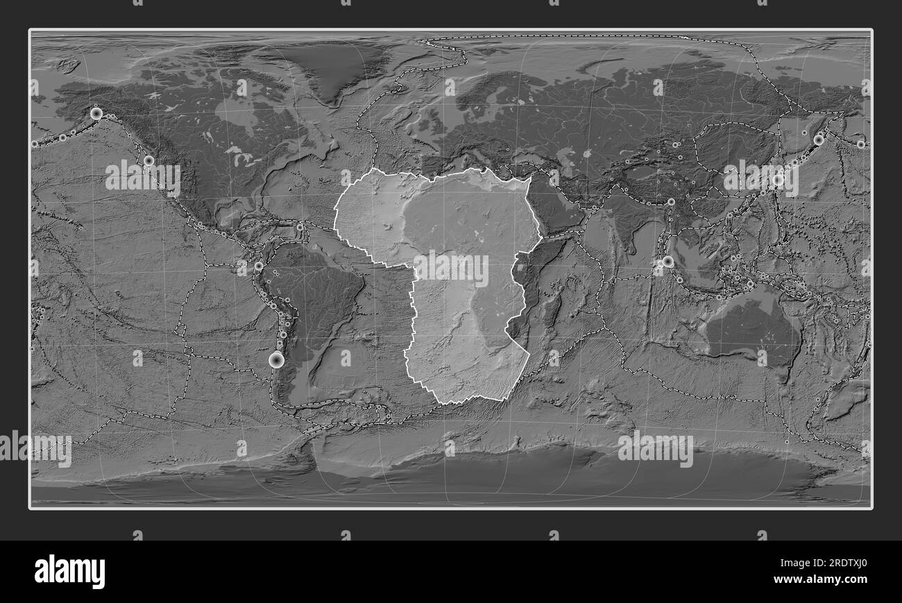 African tectonic plate on the bilevel elevation map in the Patterson ...