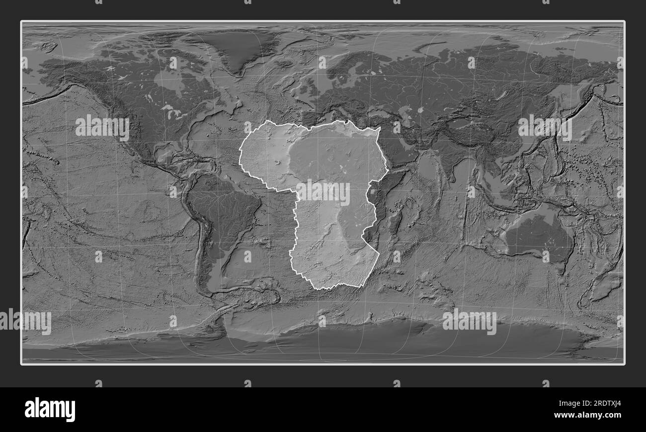 African tectonic plate on the bilevel elevation map in the Patterson ...
