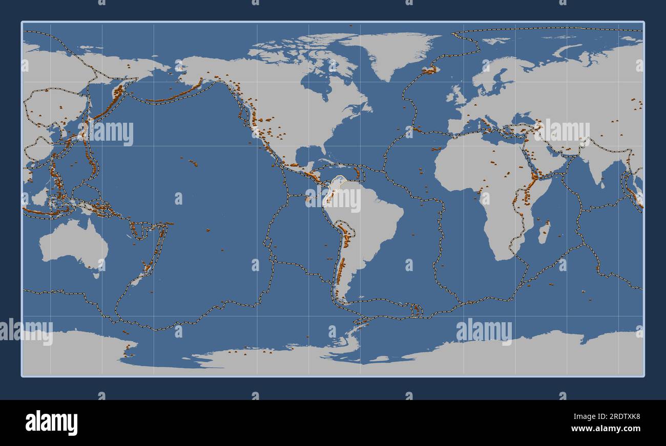 Shape of the North Andes tectonic plate on the solid contour map in the ...